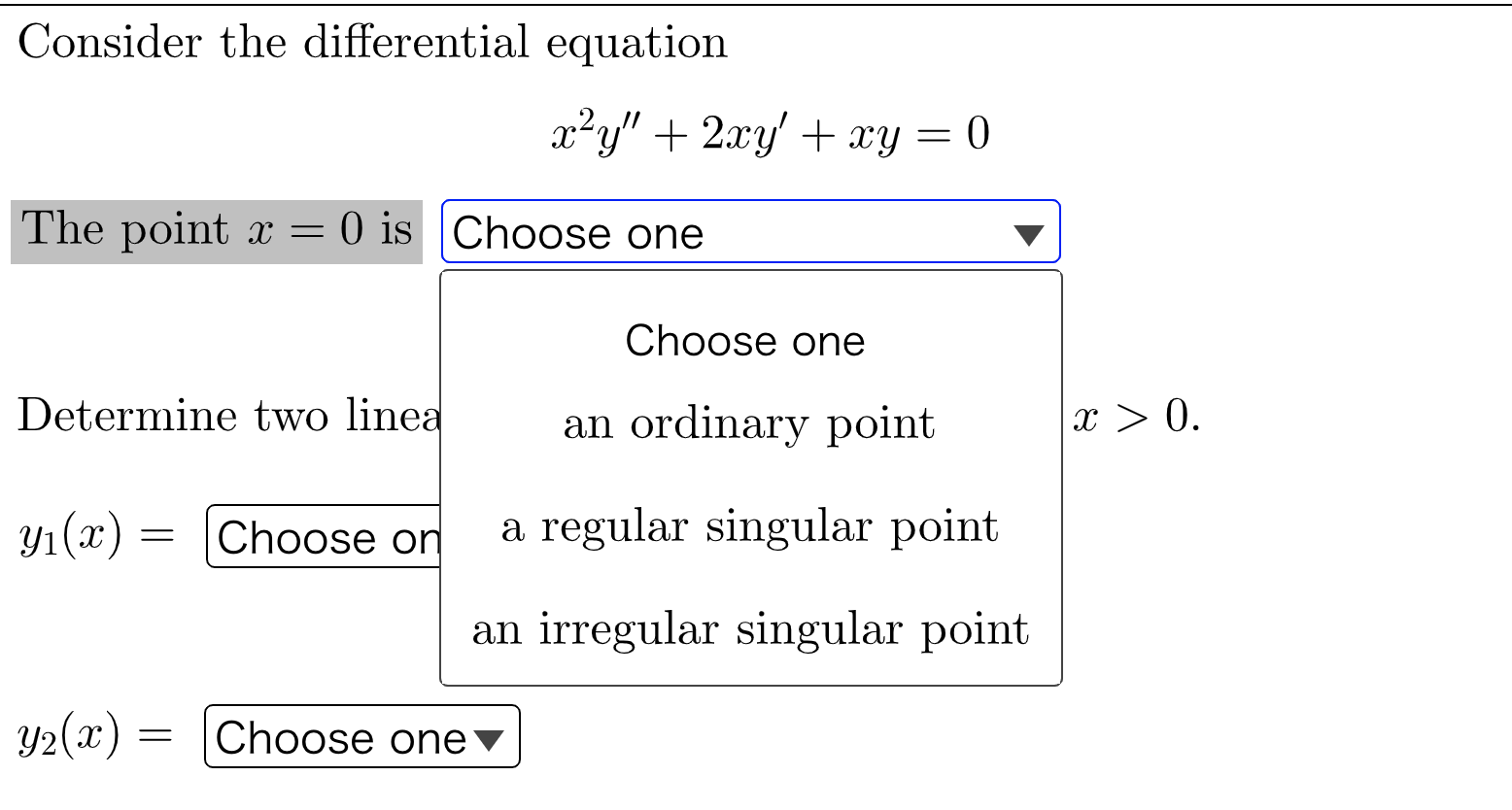 Solved Consider the differential equation x2y′′+2xy′+xy=0 | Chegg.com