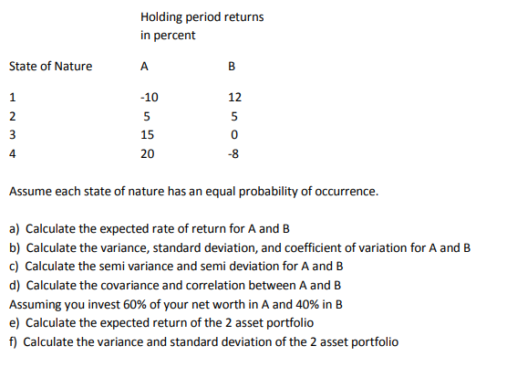 Solved Assume each state of nature has an equal probability | Chegg.com