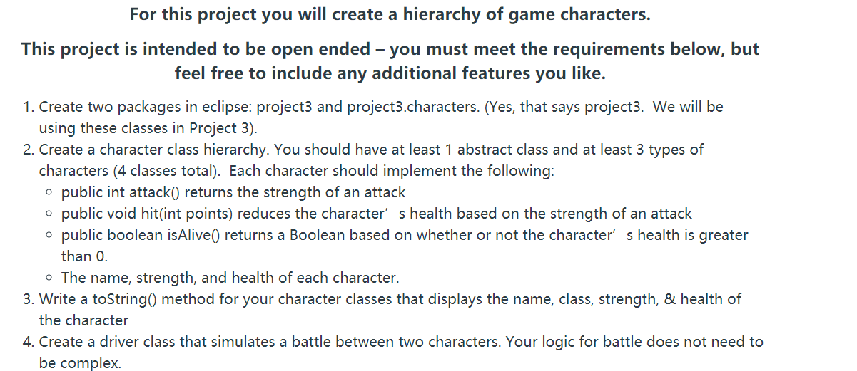 Solved For this project you will create a hierarchy of game | Chegg.com