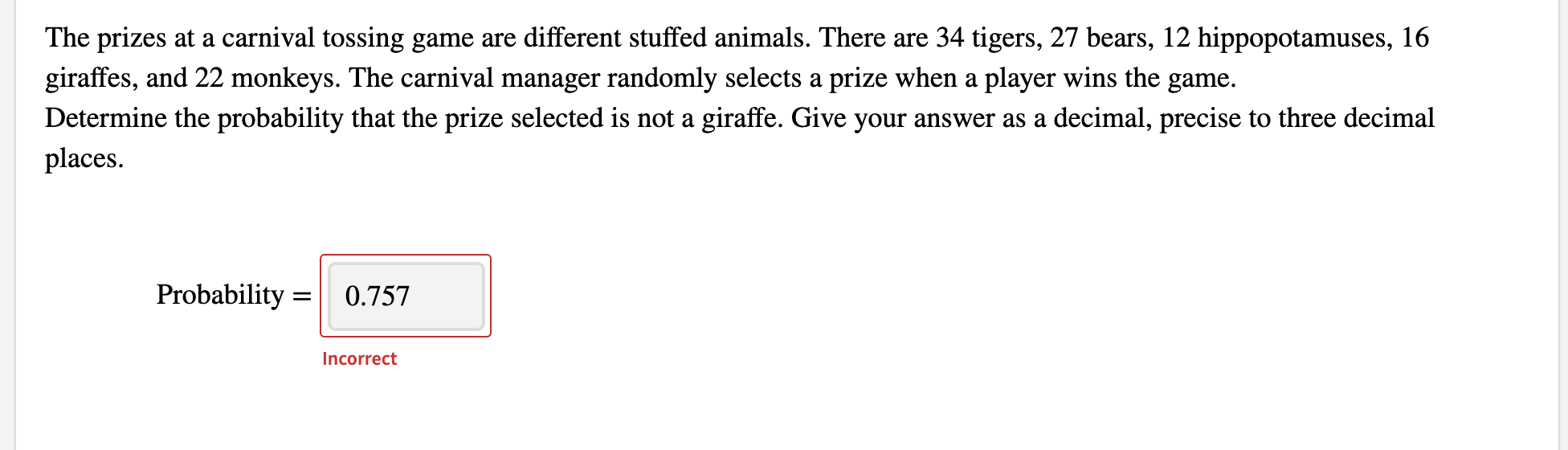 Solved The prizes at a carnival tossing game are different | Chegg.com