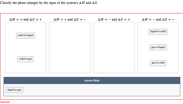 Solved Classify the phase changes by the signs of the | Chegg.com
