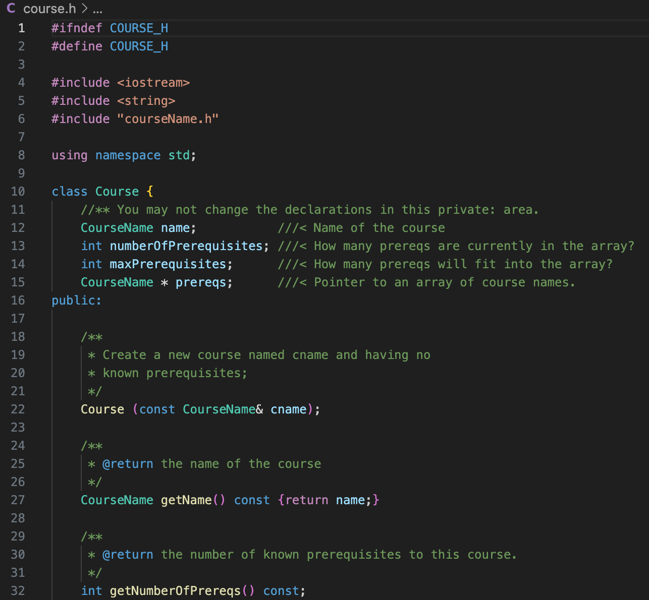 Solved .h>… /** * Adds cname to the list of prerequisites | Chegg.com