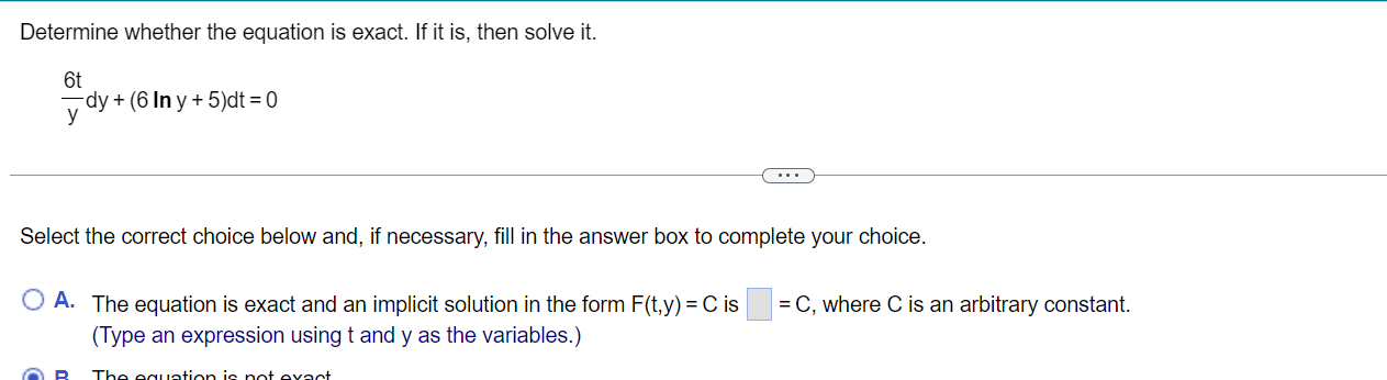 Solved Determine whether the equation is exact. If it is, | Chegg.com