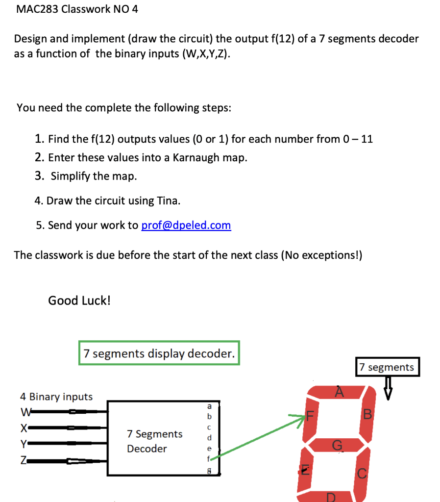 Solved MAC283 Classwork NO 4 Design and implement (draw the | Chegg.com