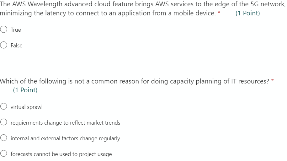 Solved The AWS Wavelength advanced cloud feature brings AWS | Chegg.com
