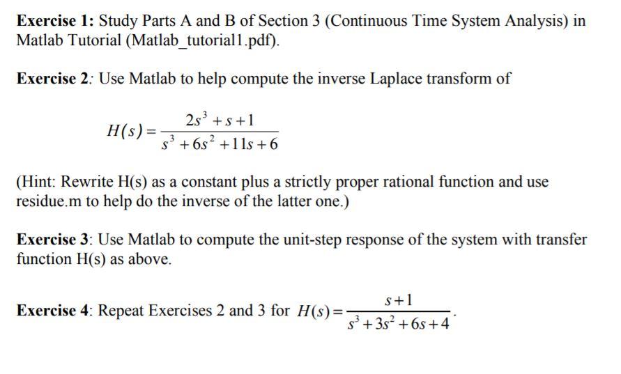 Solved Exercise 1: Study Parts A and B of Section 3 | Chegg.com