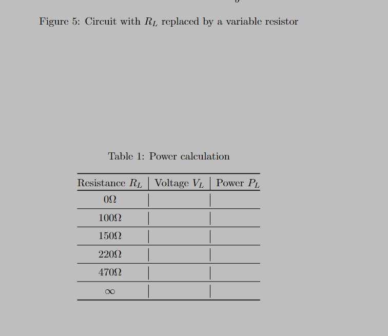 Solved Figure 5: Circuit with RL replaced by a variable | Chegg.com