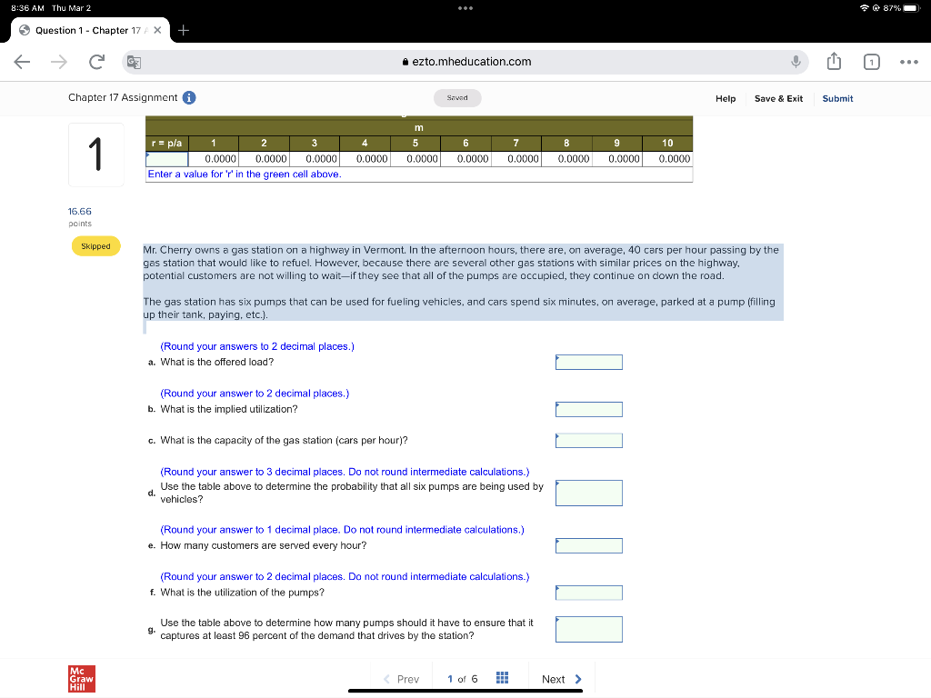 Solved a ezto.mheducation.com ignment Mr. Cherry owns a gas | Chegg.com