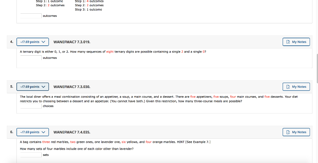 Solved Step 1: 1 outcome Step 2: 2 outcomes Step 1: 4 | Chegg.com