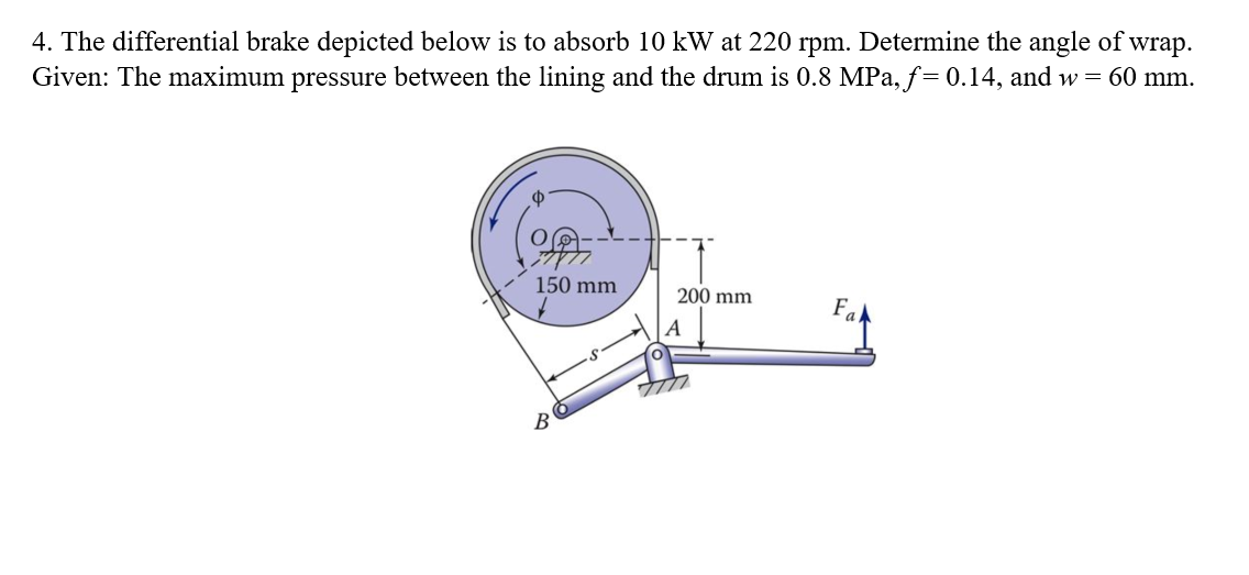 Solved 4. The differential brake depicted below is to absorb | Chegg.com