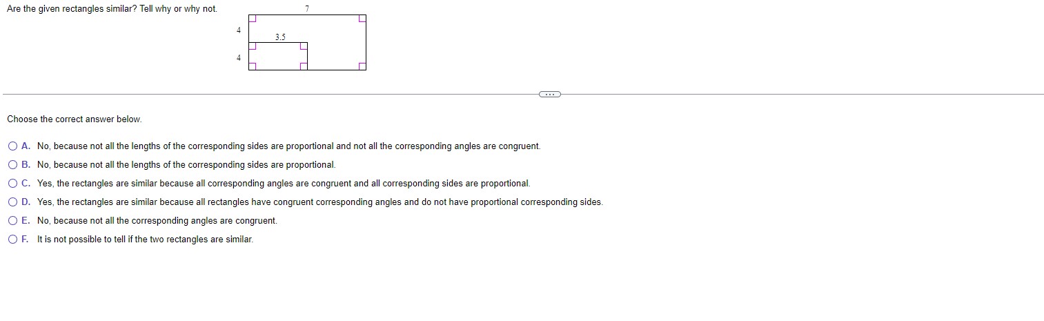 Solved Are the given rectangles similar? Tell why or why | Chegg.com