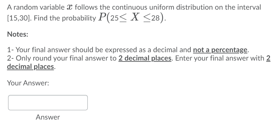 Solved A random variable X follows the continuous uniform | Chegg.com