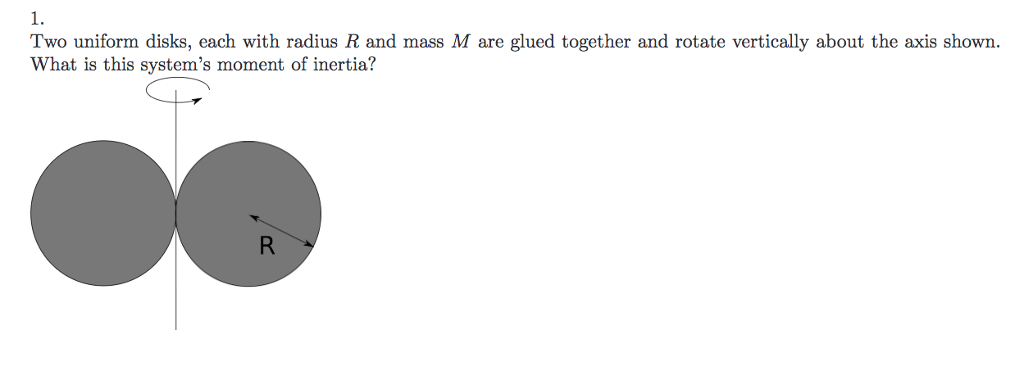 Solved 1. Two uniform disks, each with radius R and mass M | Chegg.com