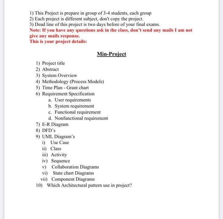 Solved 1) This Project is prepare in group of 3-4 students, | Chegg.com