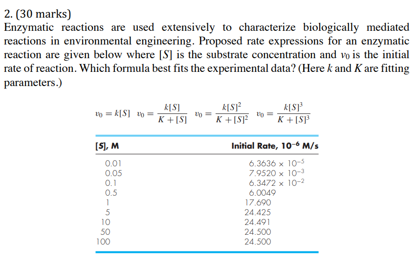 Solved 2. (30 marks) Enzymatic reactions are used | Chegg.com