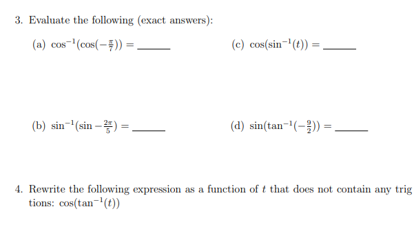 Solved 3. Evaluate the following (exact answers): (a) | Chegg.com