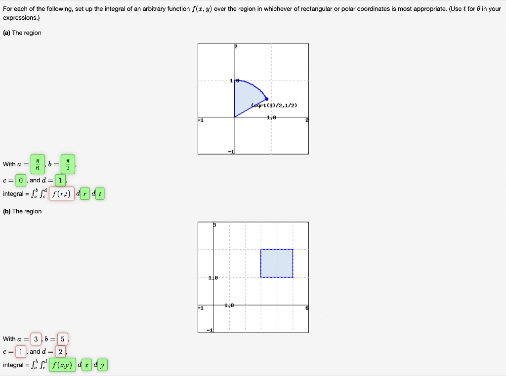 Solved For each of the following, set up the integral of an | Chegg.com