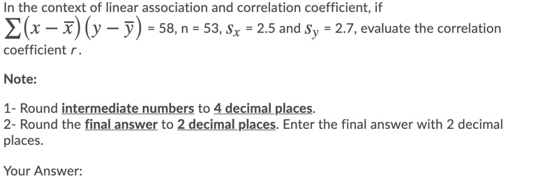 Solved In the context of linear association and correlation | Chegg.com