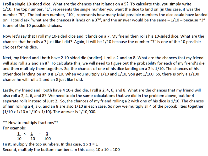 Solved I roll a single 10-sided dice. What are the chances | Chegg.com