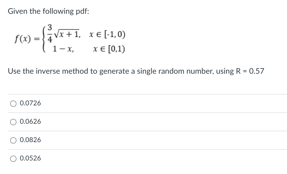 Solved Given the following pdf: | Chegg.com