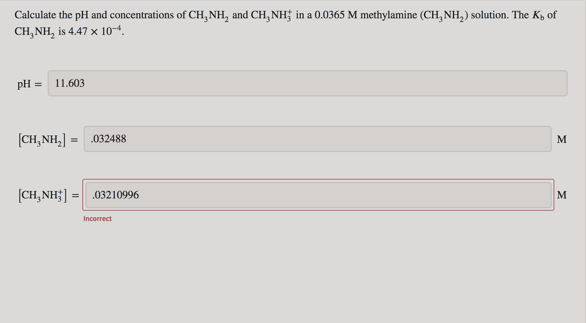 Solved Calculate the pH and concentrations of CH_NH, and | Chegg.com
