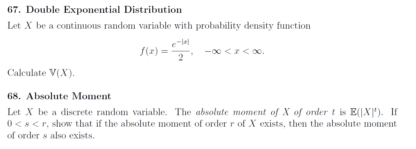 Solved 67. Double Exponential Distribution Let X be a | Chegg.com