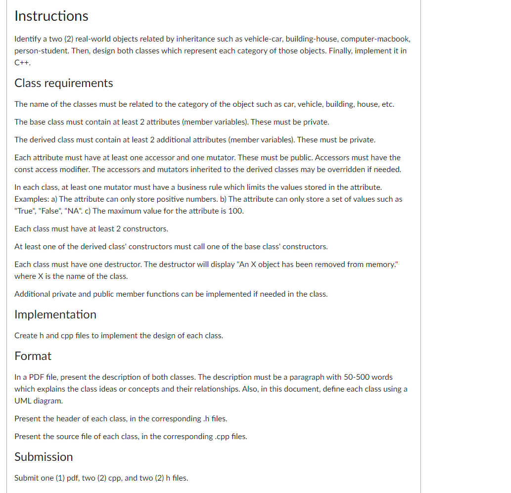 Solved Instructions Identify a two (2) real-world objects | Chegg.com