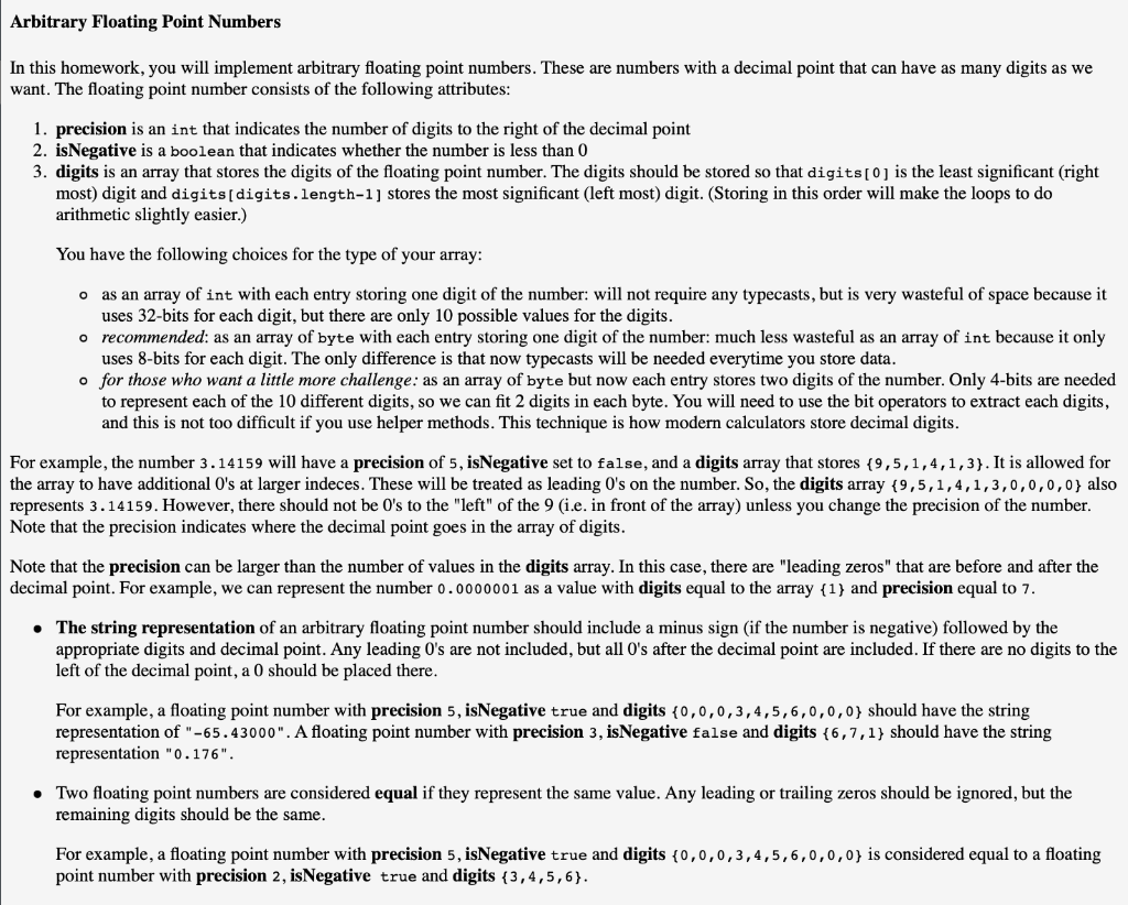 Arbitrary Floating Point Numbers In this homework, | Chegg.com
