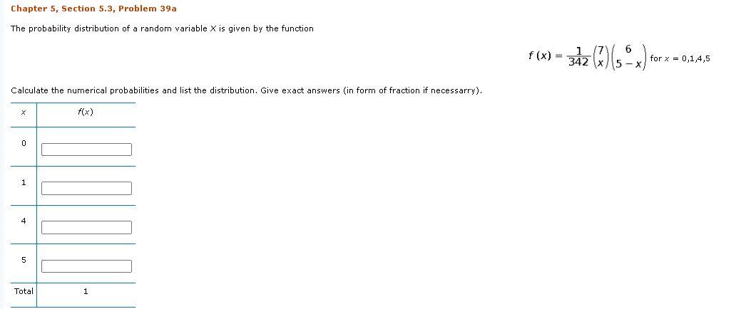 Solved Chapter 5, Section 5.3, Problem 39 a The probability | Chegg.com
