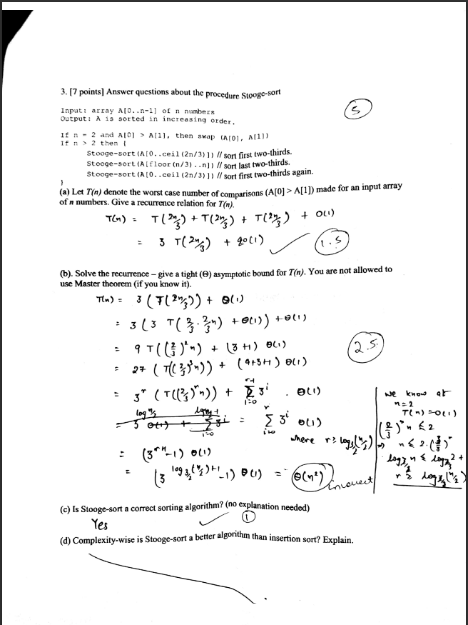 Solved 3. [7 points] Answer questions about the procedure | Chegg.com