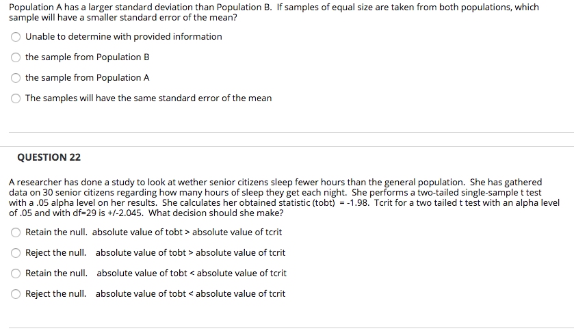 Solved Population A has a larger standard deviation than | Chegg.com