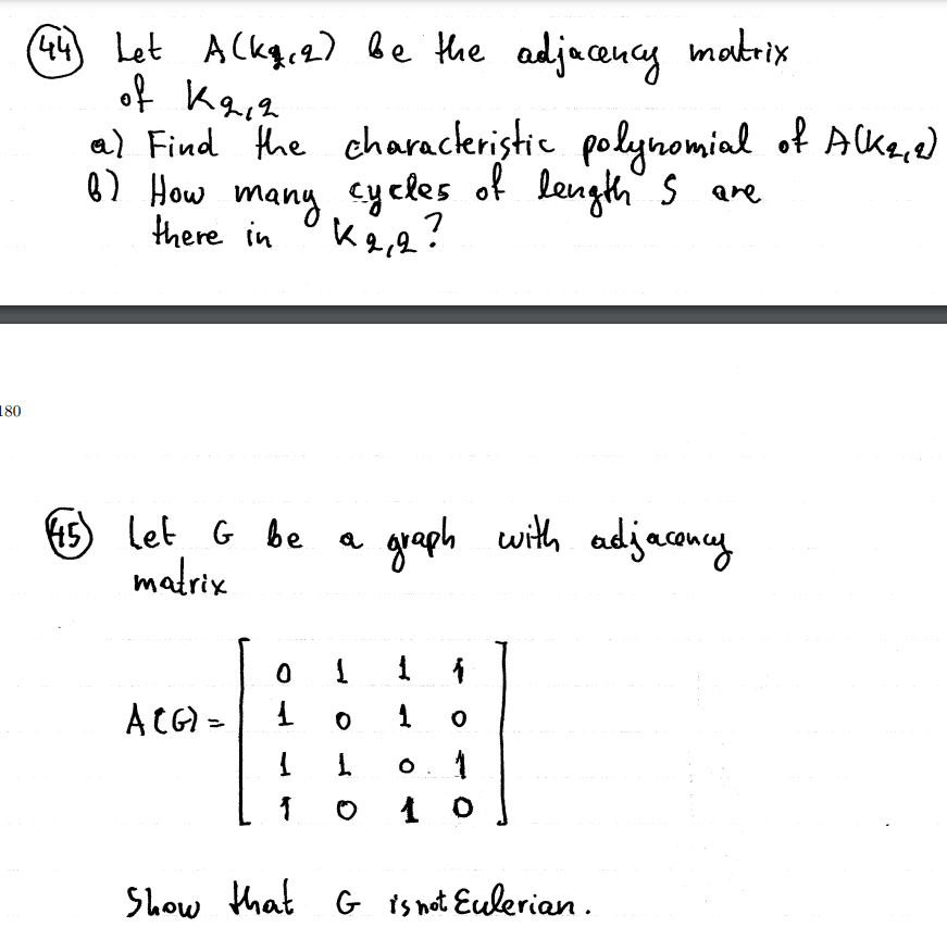 Solved (44) ﻿Let A(k,q) ﻿be the adjacency matrixof kq,qa) | Chegg.com