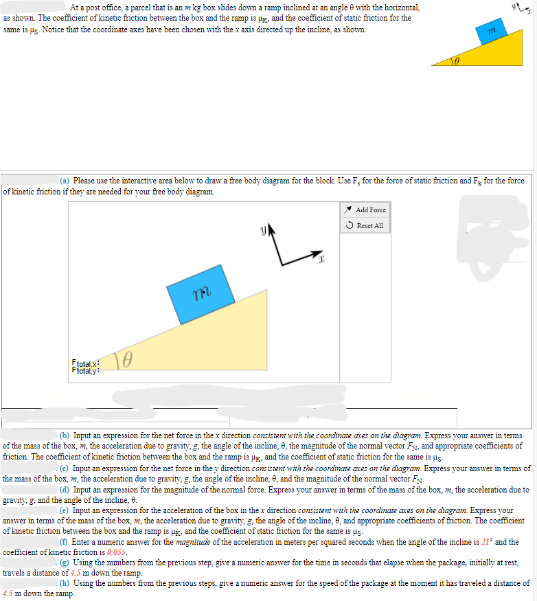 Solved At a post office, a parcel that is an m kg box slides | Chegg.com
