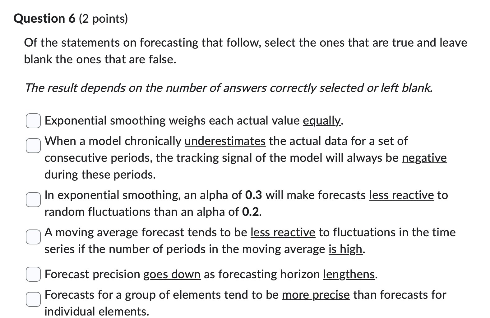 Solved Question 6 (2 ﻿points)Of the statements on | Chegg.com