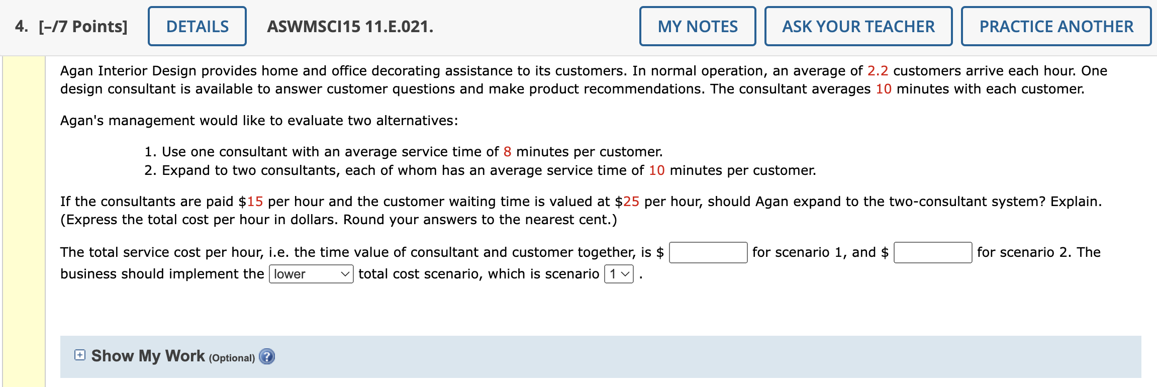 Solved Agan Interior Design provides home and office | Chegg.com