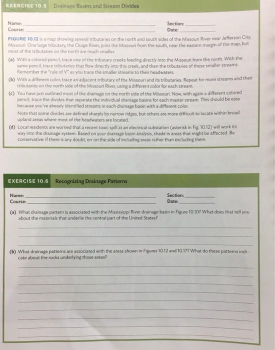 EXERCISE 10.5 Drainage Basins and Stream Divides | Chegg.com