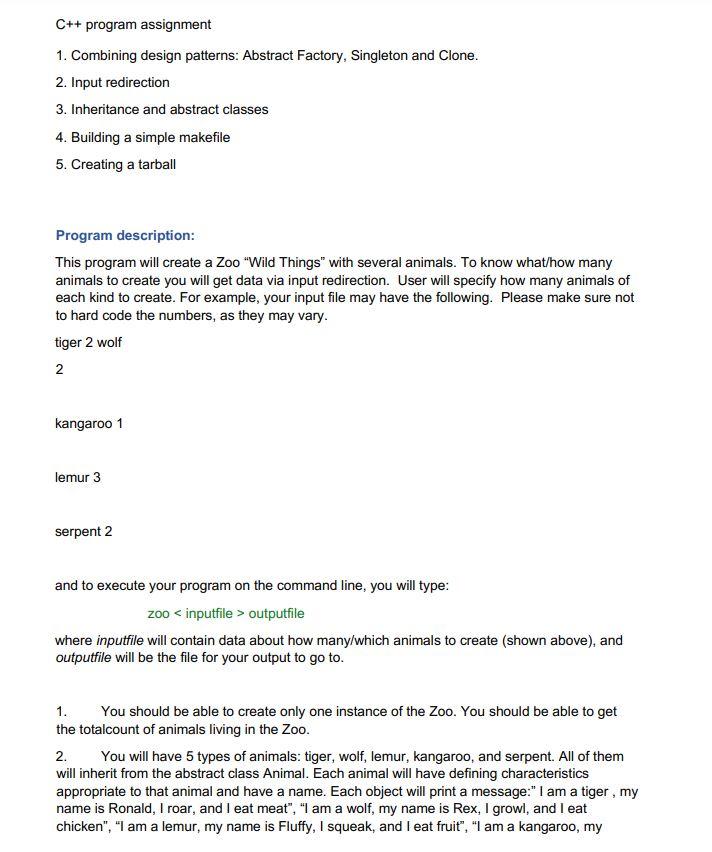 Solved C++ program assignment 1. Combining design patterns: | Chegg.com