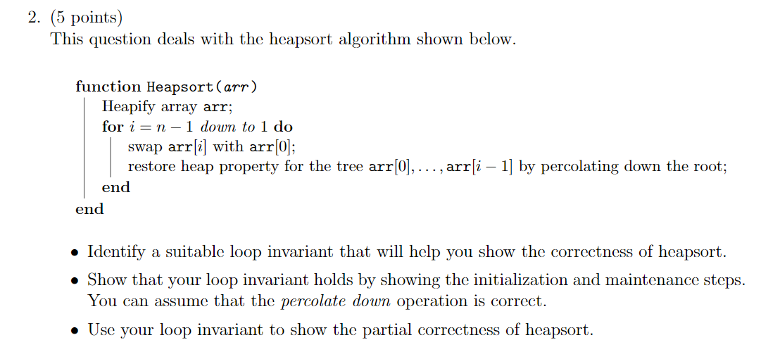 Solved 2 5 Points This Question Deals With The Heapsort 