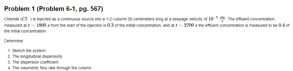 Solved Chloride (Cl−)is injected as a continuous source into | Chegg.com