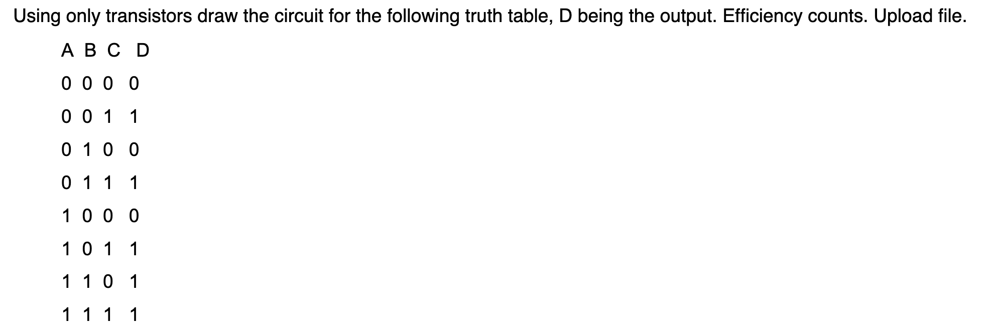 Solved Using only transistors draw the circuit for the | Chegg.com