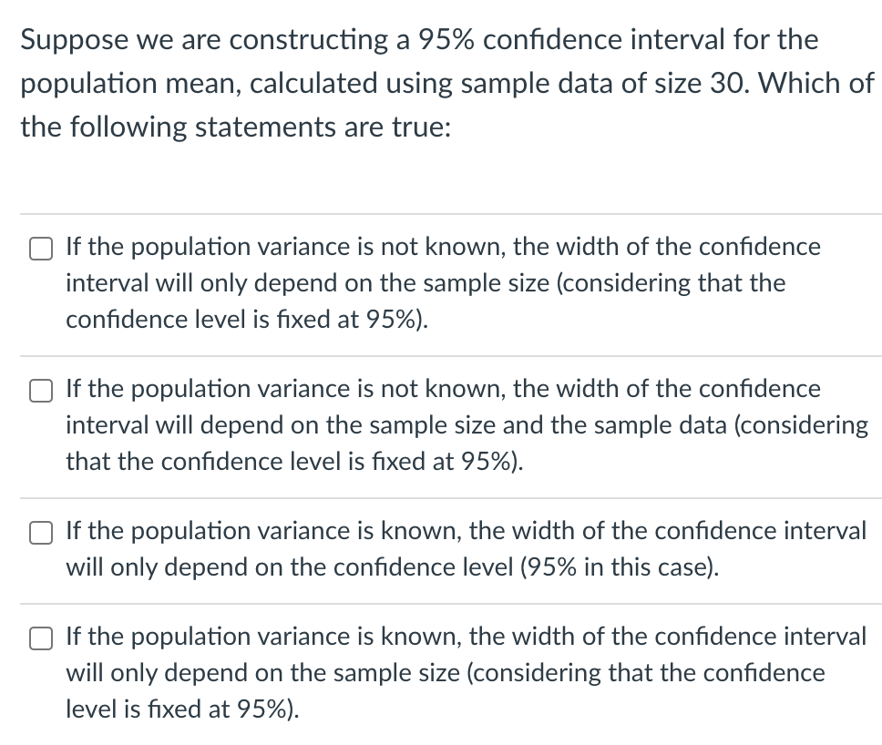 Solved Suppose we are constructing a 95% confidence interval | Chegg.com