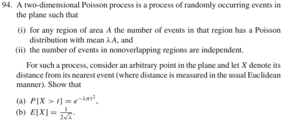 Solved 94. A two-dimensional Poisson process is a process of | Chegg.com