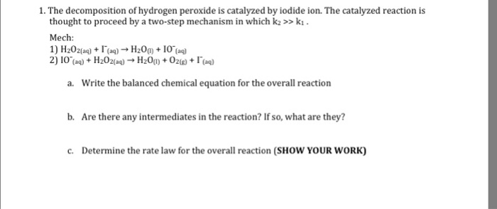 Chemical Equation For Hydrogen Peroxide And Potassium Iodide - Tessshebaylo