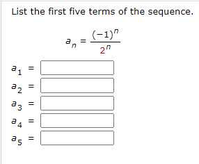 Solved List the first five terms of the sequence. | Chegg.com