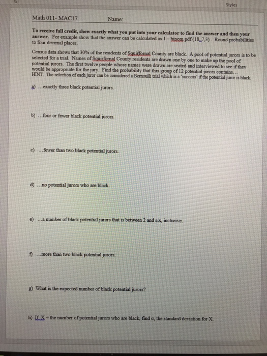 Solved ρ Find 悲Repl ˊ Font Paragraph Styles G Editir Math | Chegg.com