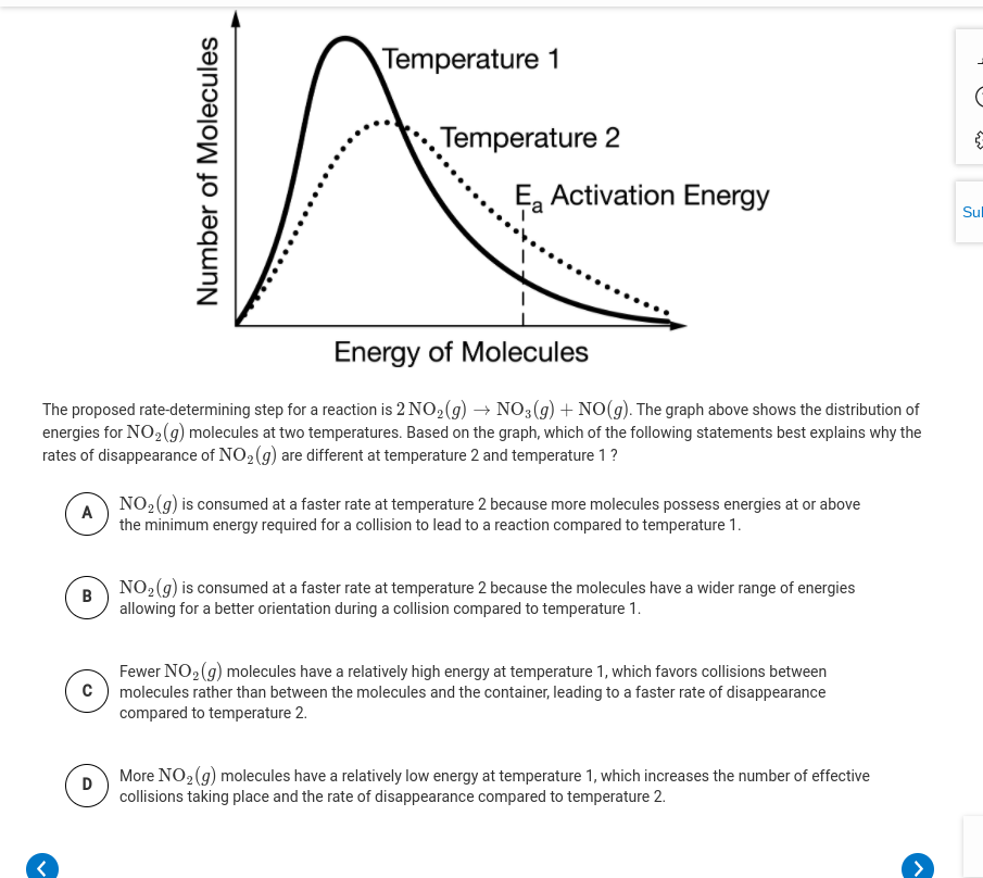 Solved Temperature 1 Number of Molecules 1. Temperature 2 Ę, | Chegg.com