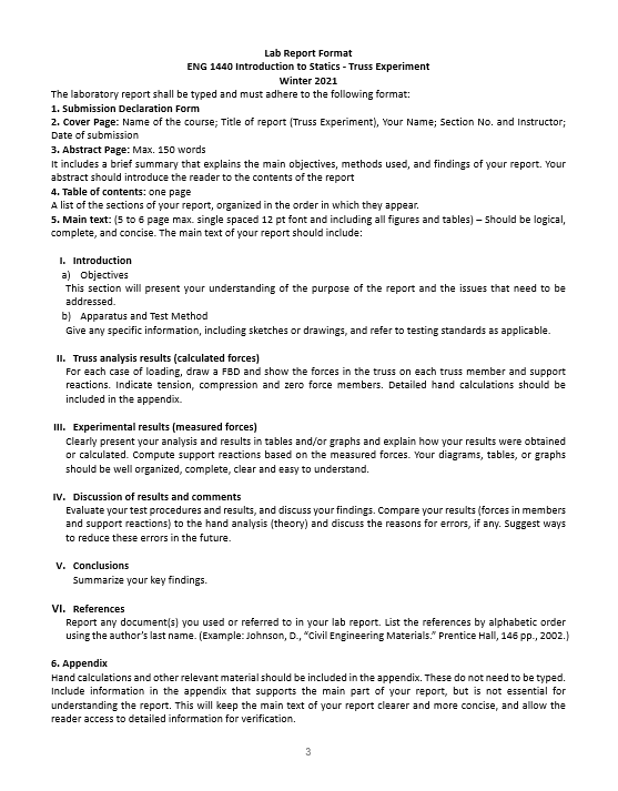 Solved ENG 1440: Introduction to Statics - Truss Experiment | Chegg.com