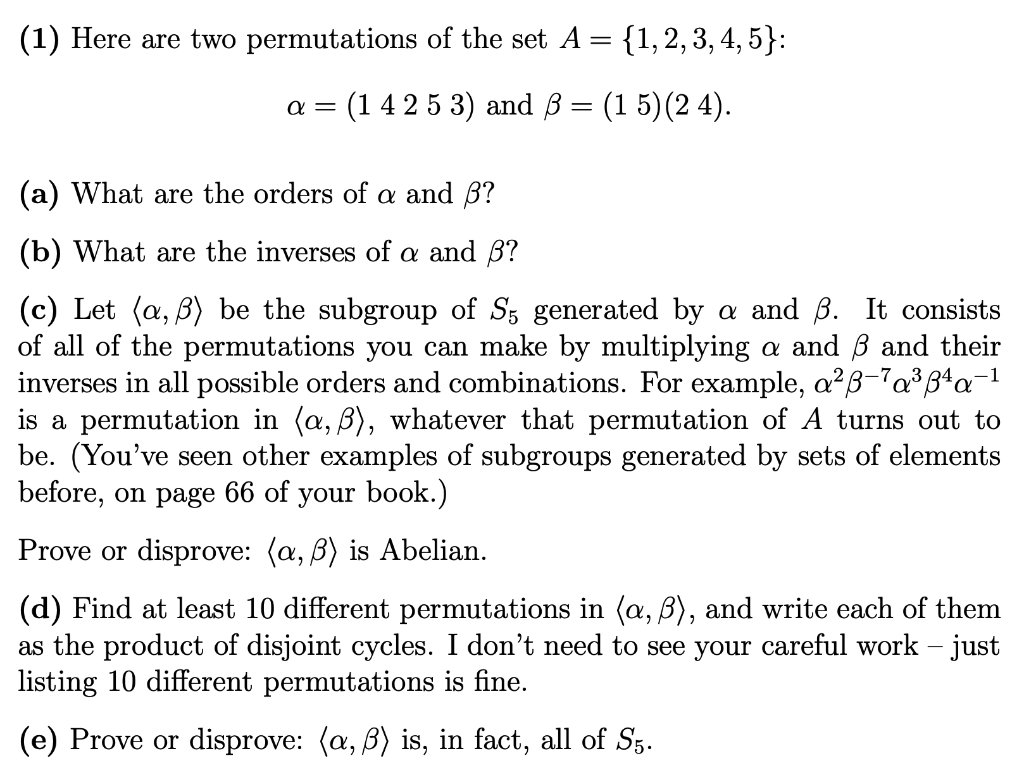 Solved (1) Here are two permutations of the set | Chegg.com