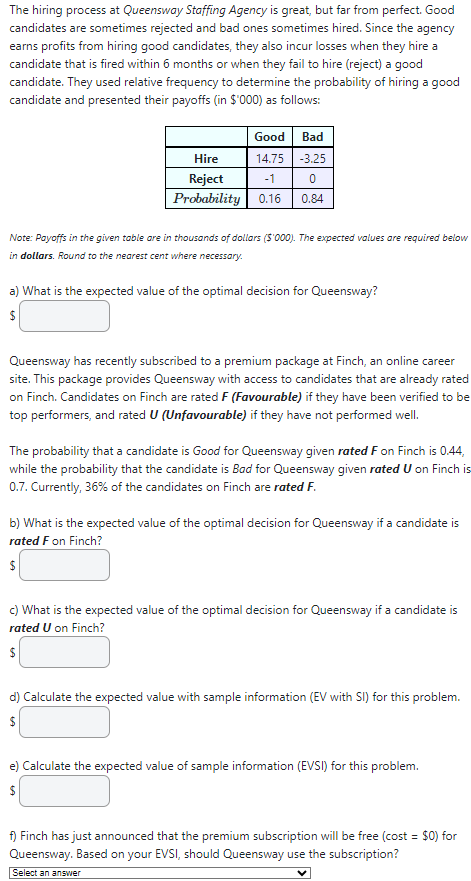 Solved The hiring process at Queensway Staffing Agency is | Chegg.com