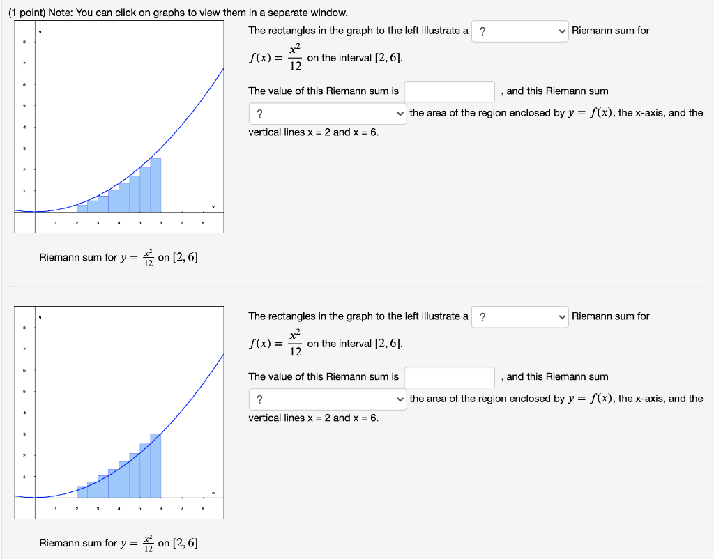 Solved ? Riemann sum for (1 point) Note: You can click on | Chegg.com